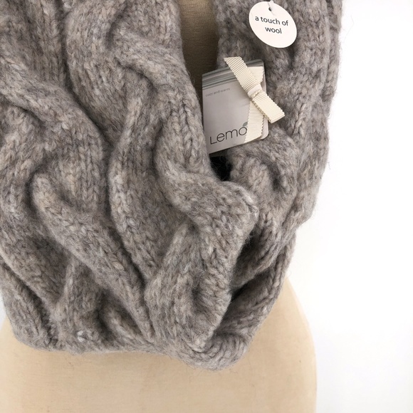 Lemon | Accessories | Lemon Brushed Wool Cable Infinity Scarf Truffle ...